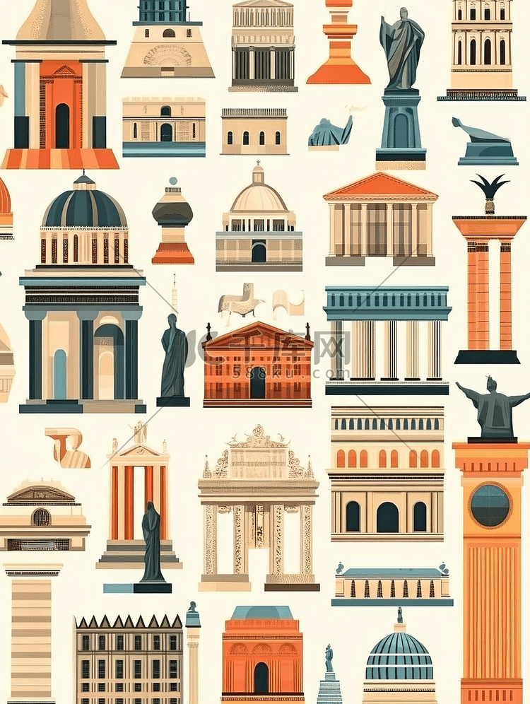 矢量平面无缝纹理图案博物馆和展览高清摄影大图-千库网