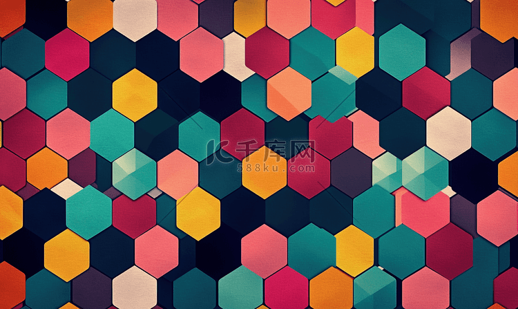 矢量简单几何无缝图案时尚抽象彩色背景六边形纹理高清摄影大图-千库网