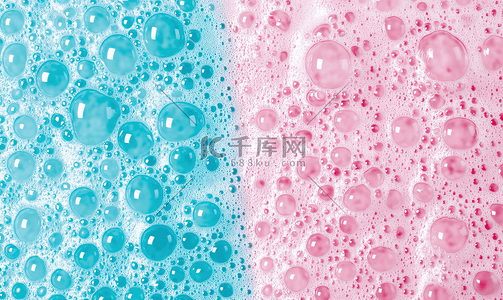 粉色和绿松石表面纹理背景上的水泡高清摄影大图-千库网