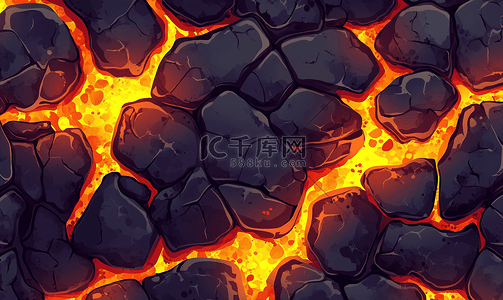 无缝地面图案与火山熔岩墙纸矢量插图土壤纹理背景与火平面设计高清摄影大图-千库网