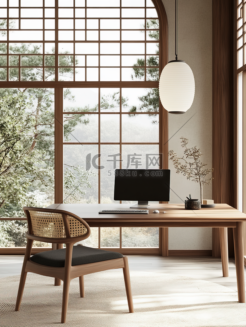 3d渲染现代亚洲风格豪华工作室背景图片免费下载-千库网