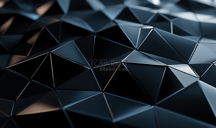 黑色渐变三角形结构3d渲染背景图片免费下载-千库网