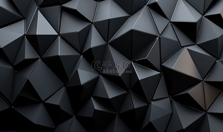 黑色渐变三角形结构3d渲染背景图片免费下载-千库网
