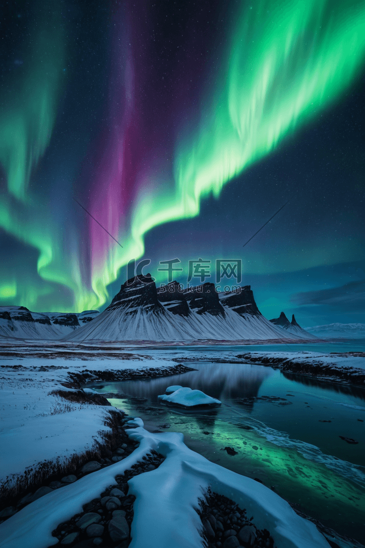 冰岛北极光高清图片高清摄影大图-千库网