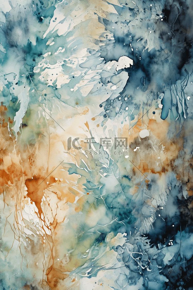 冷暖色调的抽象水彩照片高清摄影大图-千库网