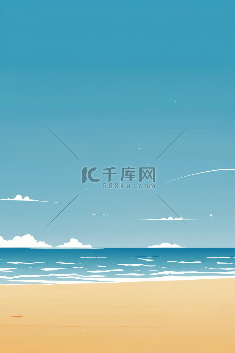 一名男子在靠近大海的海滩上放风筝高清摄影大图-千库网