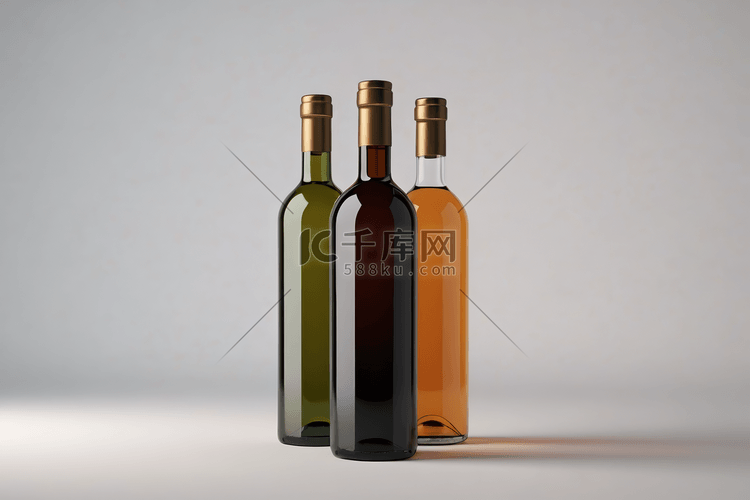 酒瓶模型三瓶近景图片片高清摄影大图-千库网