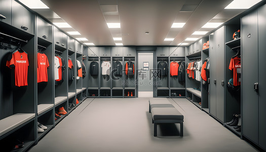 有序的更衣室设有一排排储物柜和用于存放个人物高清摄影大图-千库网
