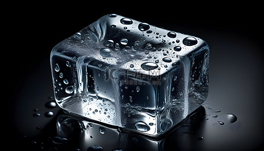 闪闪发光的晶莹剔透冰块照亮在深黑色画布上高清摄影大图-千库网