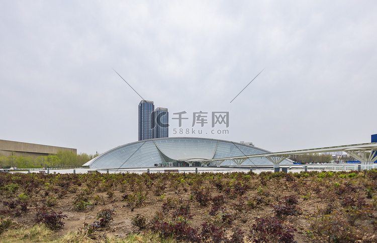 天津文化中心博物馆建筑景观高清摄影大图-千库网
