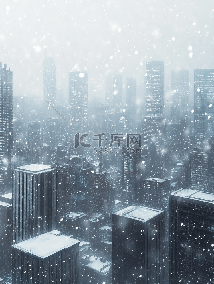 飓风雨雪和风恶劣天气期间大城市的3D插图全景背景图片免费下载-千库网