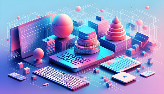 数字经济系统和未来支付解决方案的创新3D模型高清摄影大图-千库网