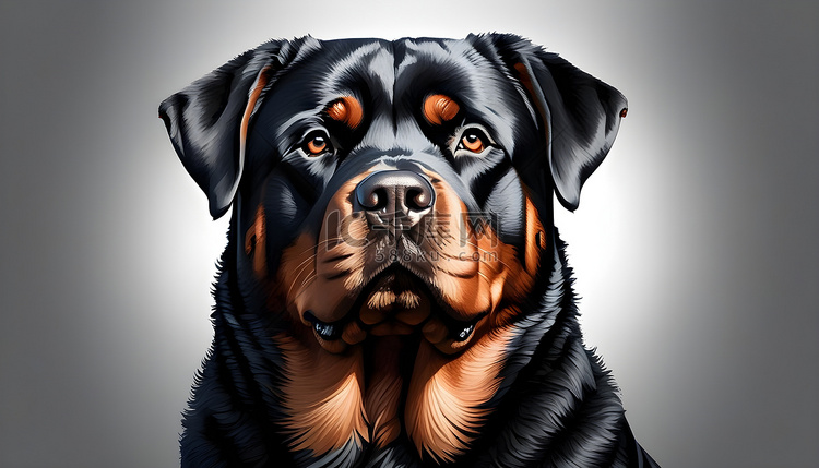 雄伟的罗威纳犬在一幅引人注目的肖像中展示了富高清摄影大图-千库网