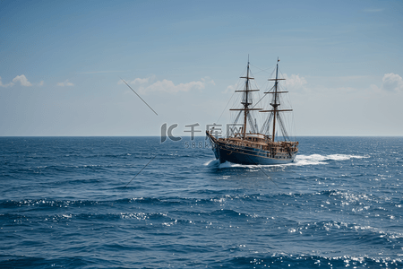 一艘在海里的大船高清图片高清摄影大图-千库网