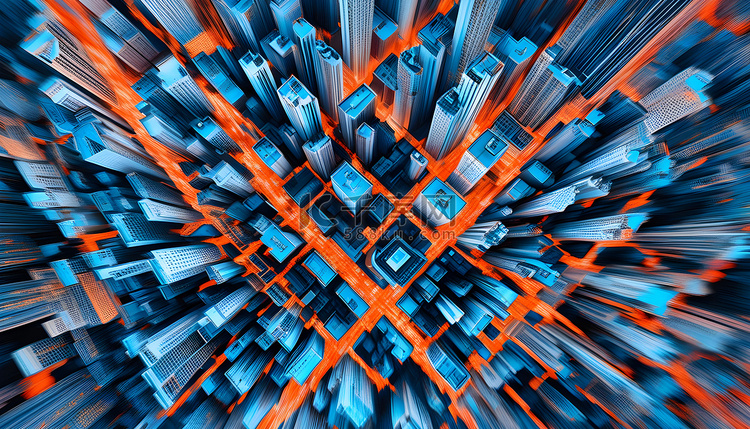 动态空中城市景观揭示充满活力的运动模糊与醒目高清摄影大图-千库网