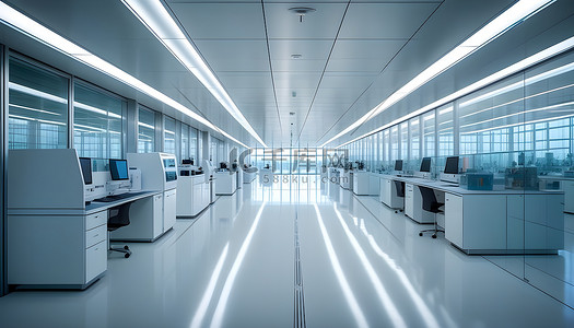 未来派和时尚的科学实验室走廊展示尖端技术和明高清摄影大图-千库网