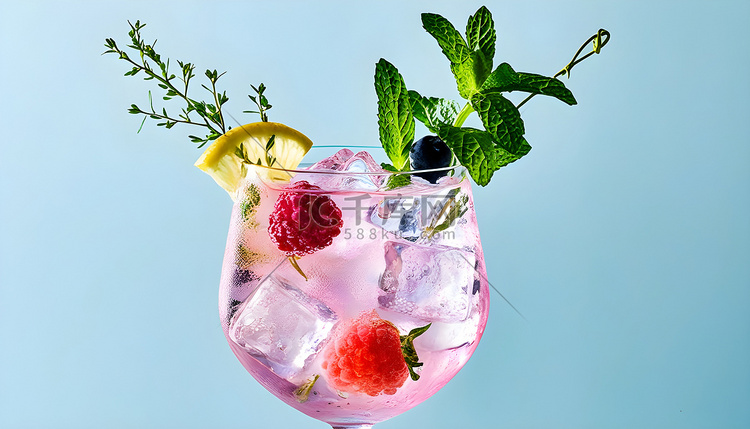 冰镇夏日乐趣酥脆的冰块和清爽的风味高清摄影大图-千库网