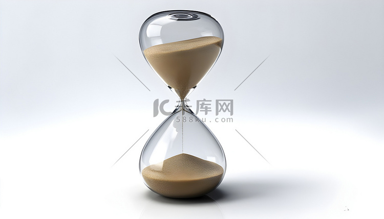 沙漏的艺术3D描绘在干净的白色背景下展示了复高清摄影大图-千库网