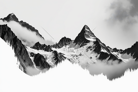 黑白山的形象高清图片高清摄影大图-千库网