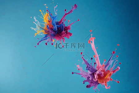 一对彩色墨水的水的特写高清图片高清摄影大图-千库网