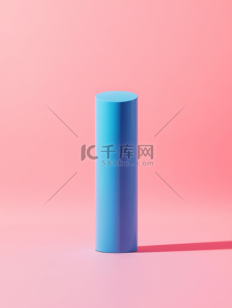 蓝色空白化妆品霜管双色调粉色背景3D渲染背景图片免费下载-千库网