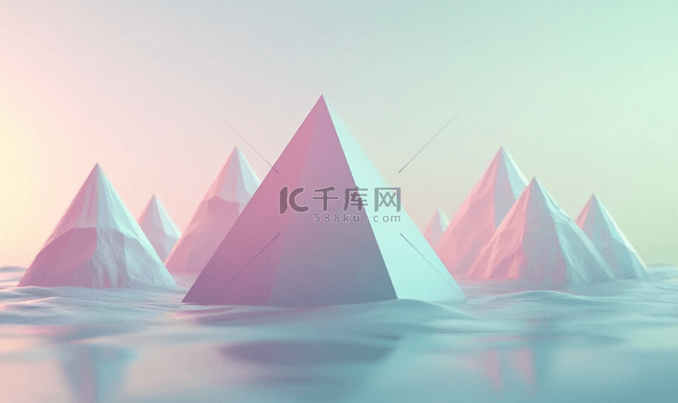 绿色渐变三角形多边形3d渲染背景图片免费下载-千库网