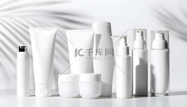 护肤美容优雅时尚化妆品瓶乳液和面霜时尚背景高清摄影大图-千库网