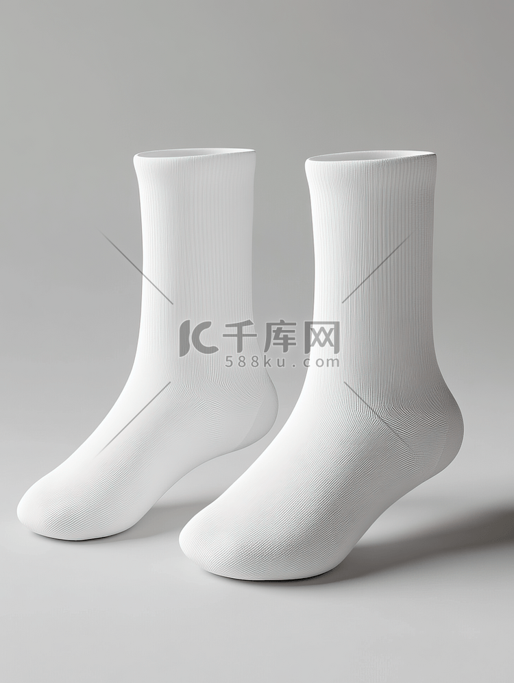 一双白色袜子模型3D渲染隔离股票背景图片免费下载-千库网