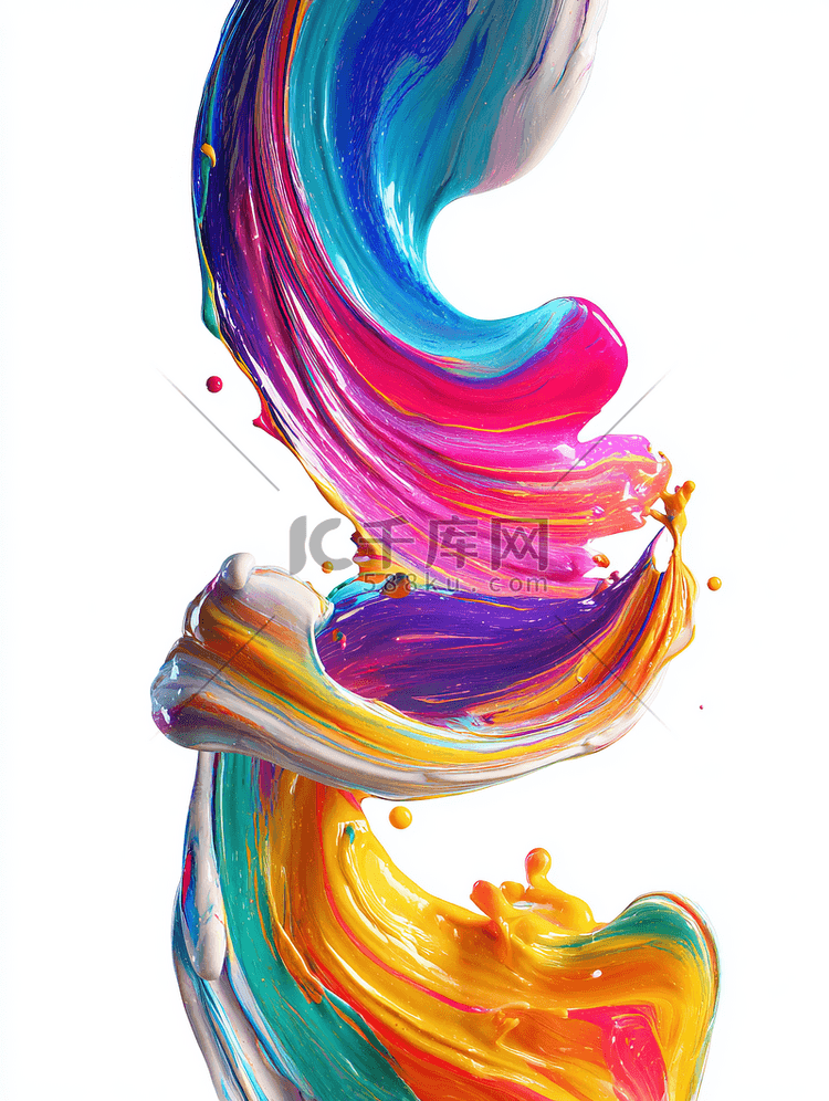 白色背景上流动的绘画高清摄影大图-千库网