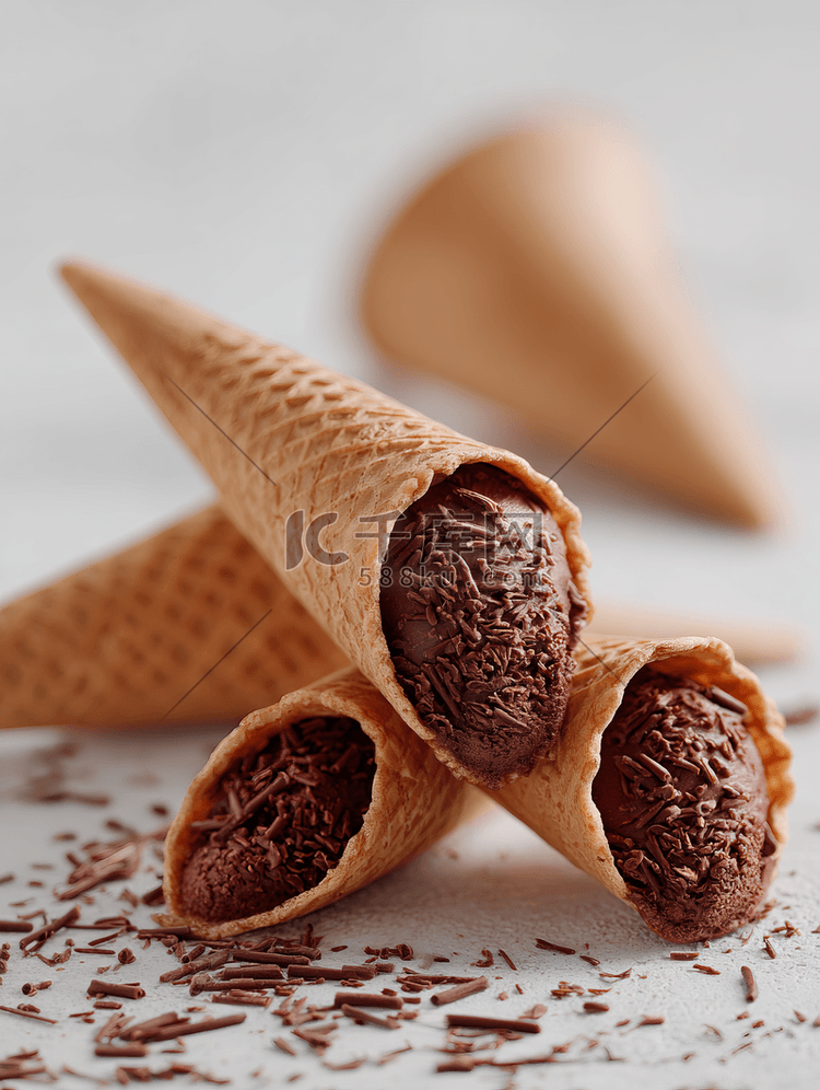 巧克力碎装在蛋筒里高清摄影大图-千库网