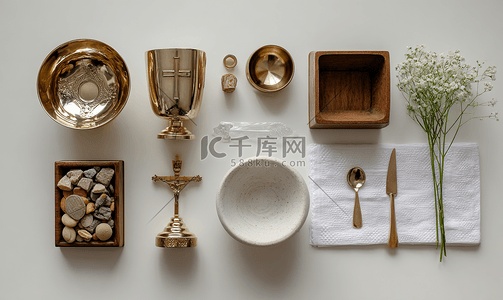 高角度圣餐庆典与物品高清摄影大图-千库网