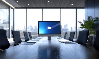 带视频会议的计算机在桌面3D渲染上背景图片免费下载-千库网