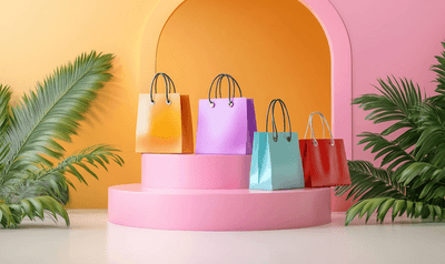 带有讲台的购物应用程序的3D渲染背景图片免费下载-千库网