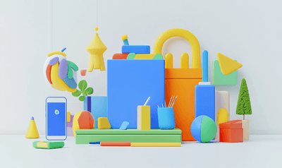 谷歌产品横幅3d渲染背景图片免费下载-千库网