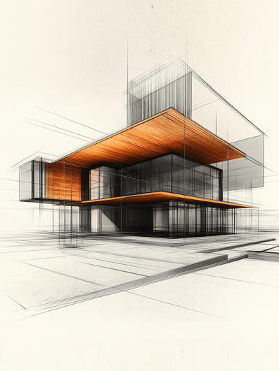 建筑素描3d图背景图片免费下载-千库网