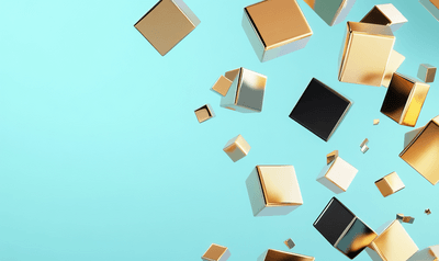 浅蓝色背景3d渲染上的抽象金色和黑色几何形状背景图片免费下载-千库网