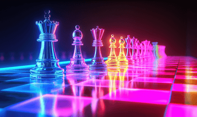 棋子3D插图棋盘上连续的霓虹灯数字背景图片免费下载-千库网