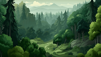 森林绿色背景插画背景图片免费下载_海报banner/高清大图_千库网(图片编号6638910)