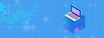 蓝色简约科技电脑Banner海报背景图片免费下载-千库网