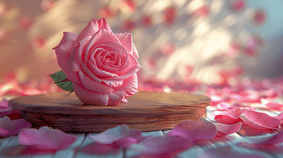 粉色520装饰花朵展台电商背景图片免费下载-千库网