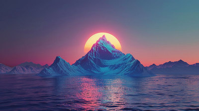 雪山夕阳唯美合成创意背景图片免费下载-千库网