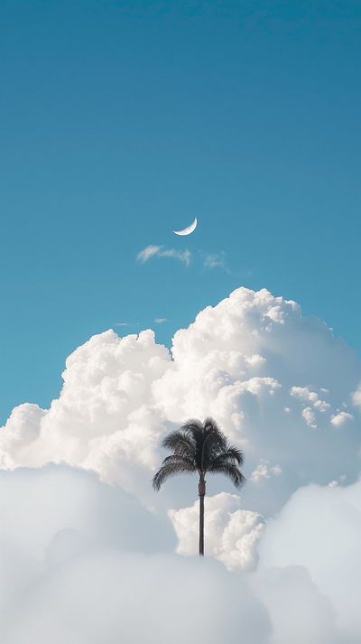 文艺清新夏日白云椰子树背景图片免费下载-千库网