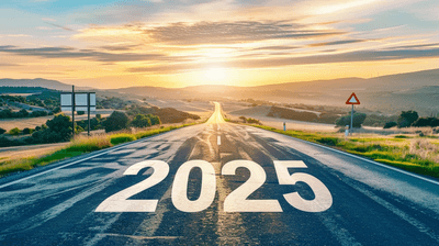 新年朝阳公路上的2025数字背景图片免费下载-千库网