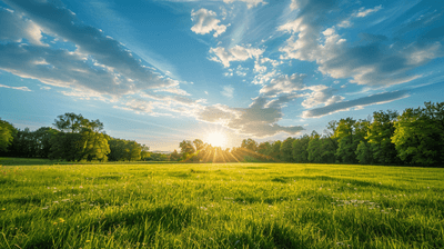 夏季蓝天阳光田野风景清新背景图片免费下载-千库网