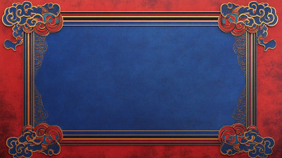 蓝红矩形边框绘画合成创意背景图片免费下载-千库网