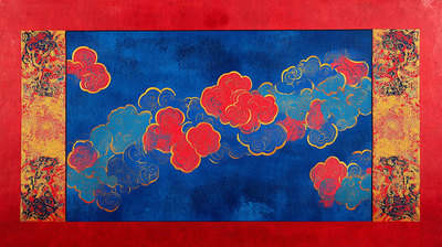 蓝红矩形边框真实合成创意背景图片免费下载-千库网