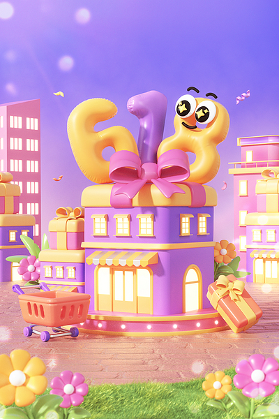 618大促3D立体电商促销场景背景图片免费下载-千库网