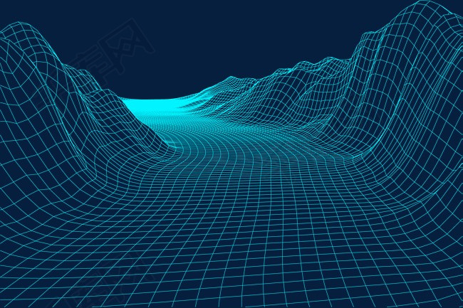 蓝色网格科技感抽象地面线条矢量元素素材图片免费下载-千库网