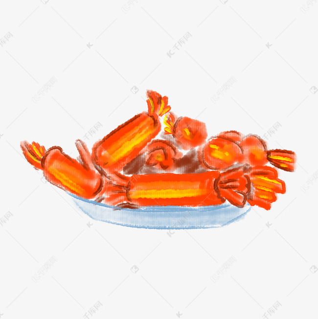 年货红色的糖果插画素材图片免费下载-千库网