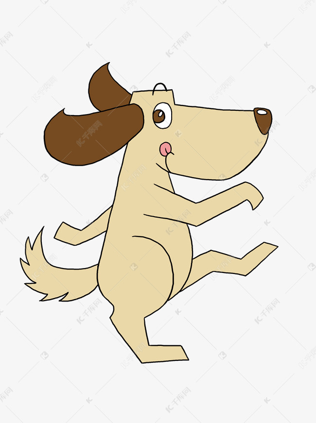 俏皮跳舞的狗可爱手绘卡通素材图片免费下载-千库网